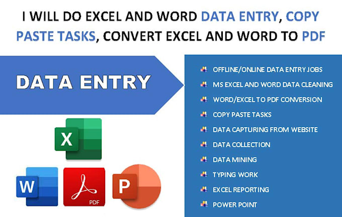 Do excel data entry, word data entry, copy paste, convert excel and ...
