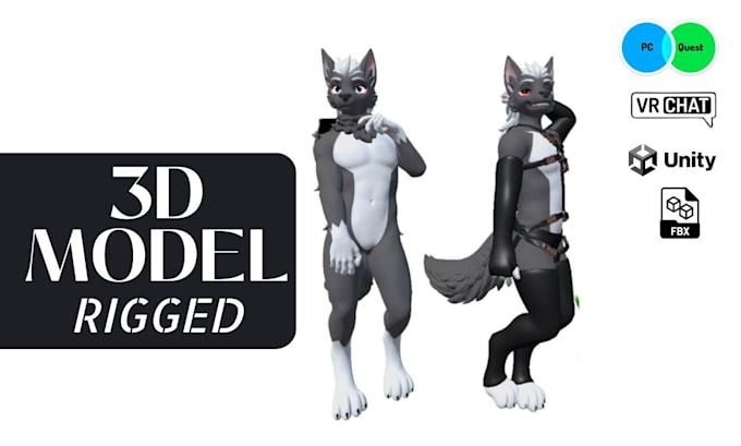 Create and edit custom vrchat avatar, 3d model, furry, vroid avatar by Itswag_studio | Fiverr