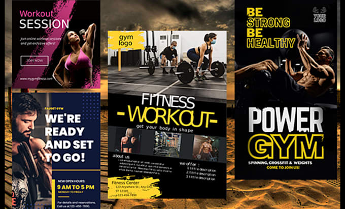 Design perfect fitness, gym, workout, sports, flyer, poster and movie ...