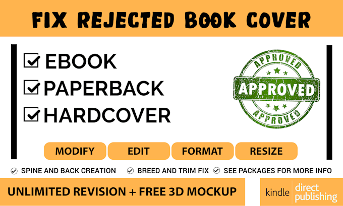Fix, modify, format, and resize rejected kdp book cover by Mhsobuj4 | Fiverr