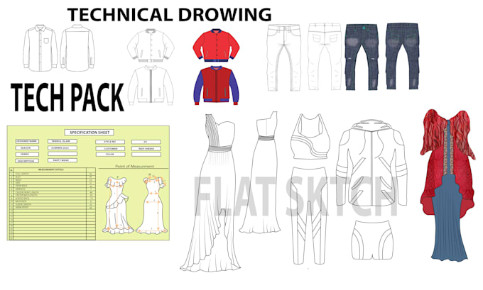 Create technical drawing and tech pack by Designerkmlaila | Fiverr