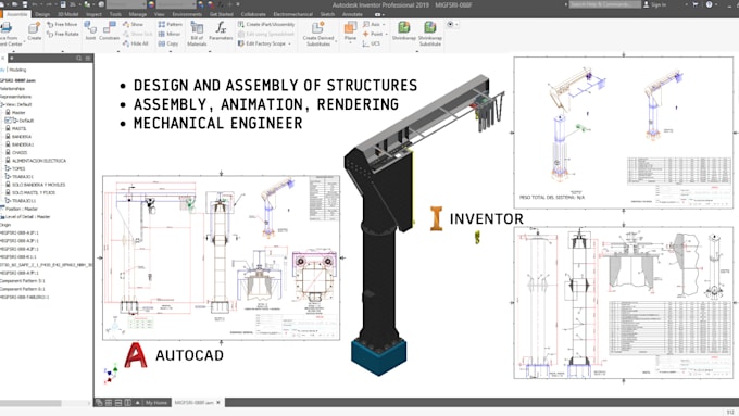 Design 3d structures in autocad and inventor also structural test in ...
