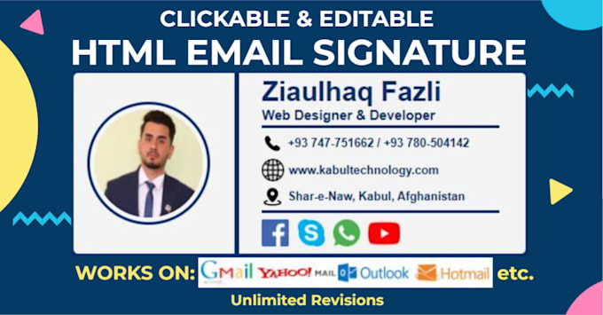 Make clickable html email signature, email signature by Iamfiverrpro | Fiverr