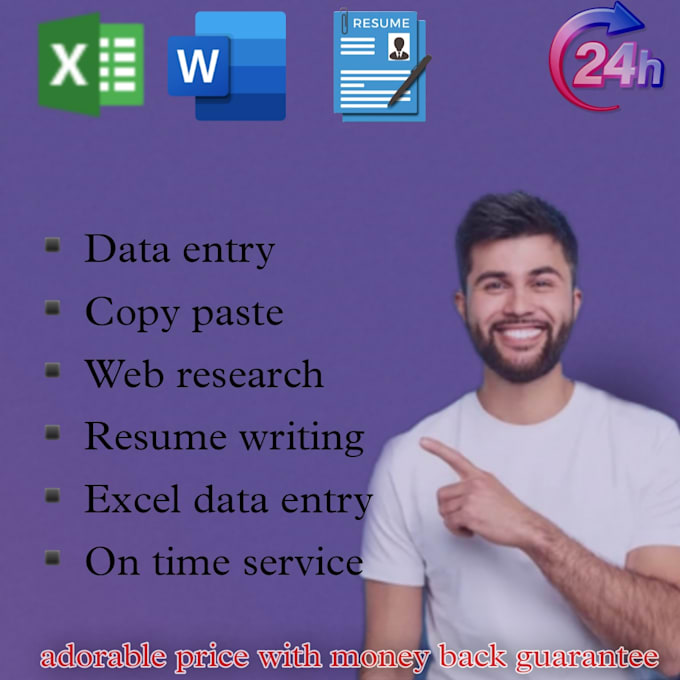 Do writing resume excel data entry copy paste and data typing work by Pankajjoshi210 | Fiverr