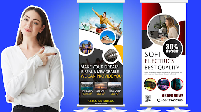 Design roll up, retractable, pop up banner or feather flag by Leografic ...