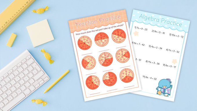 Make a cute math worksheet for you by Summarinee | Fiverr