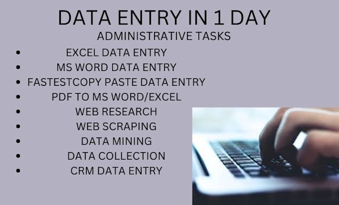 Do fastest and accurate data entry in one day, internet research by ...