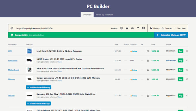 Make a pcpartpicker list for your budget by Aq_senpai | Fiverr