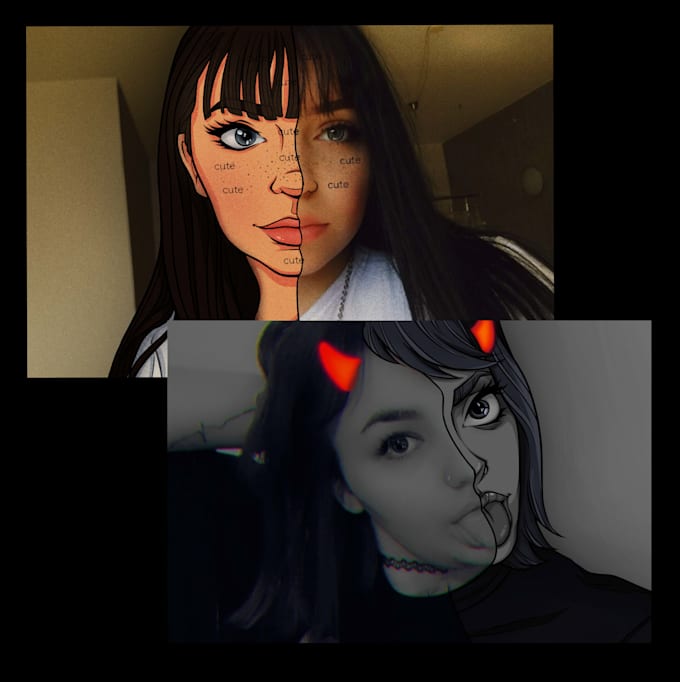 Turn your selfie into a stylized toon me illustration by Darklynng | Fiverr