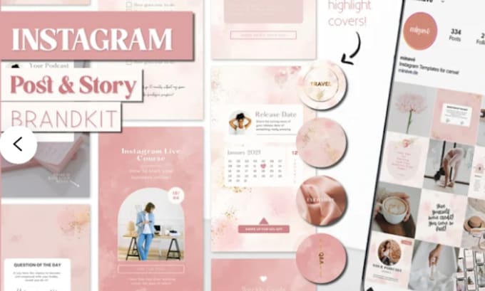 Create a professional instagram branding kit post and story templates ...