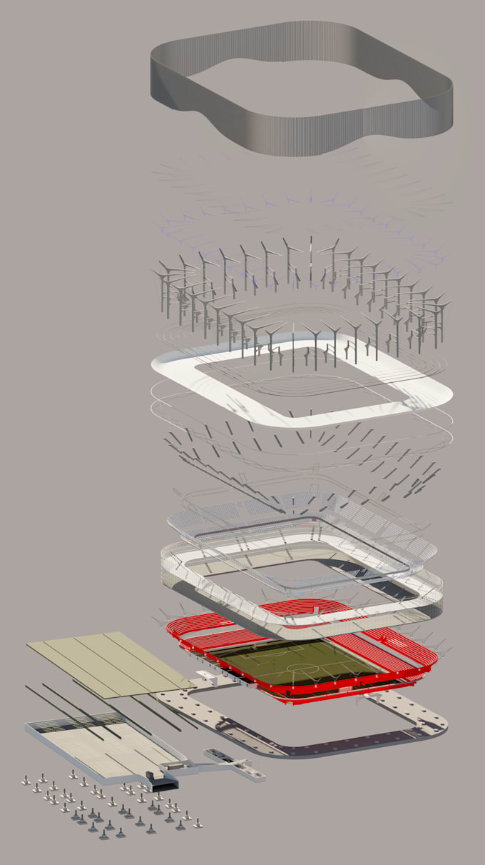 Do exploded axonometric architectural diagrams by Raxhinobicaku | Fiverr