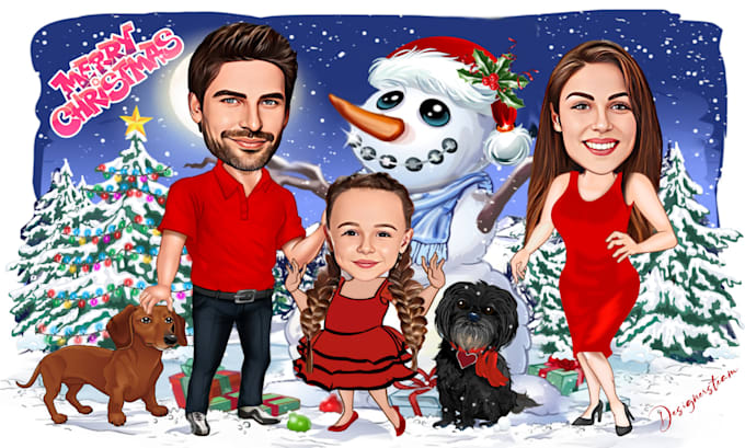 Design cartoon caricature christmas card form your photo by ...