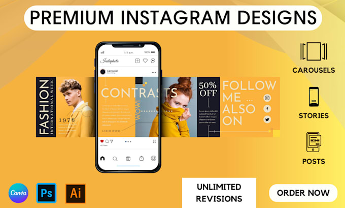Design unique instagram post, stories, template, content, carousel ...