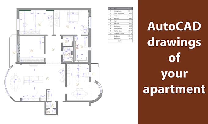 Make interior drawing in autocad by Victoriagerner | Fiverr