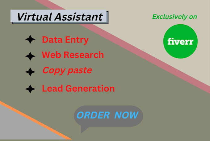 Be your virtual assistant for data entry, internet research and copy paste by Sharmin730931 | Fiverr