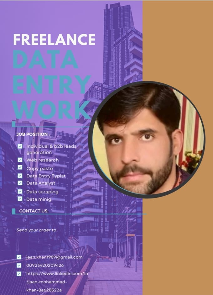 Do freelance data entry work, extract emails and web research