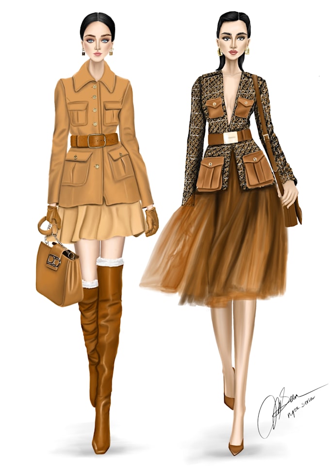 Draw fashion sketch illustrations in any clothing styles by Ngocseria ...