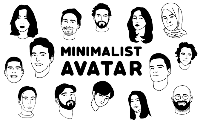 Draw minimalist line art avatar for your social channel by Dirvector ...
