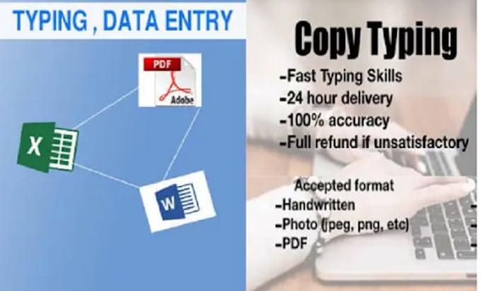 Do data entry, copy paste, typing work perfectly by Jumme_pee | Fiverr