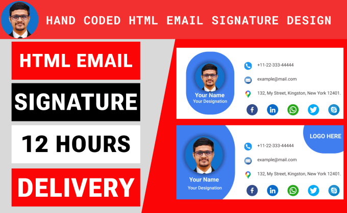 Make clickable responsive html email signature by Nuri_huda | Fiverr Make clickable responsive html email signature by Nuri_huda | Fiverr