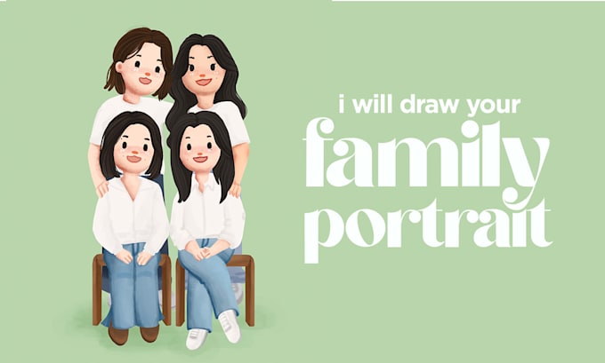 Draw your family portrait in a cartoon childrens book style by ...