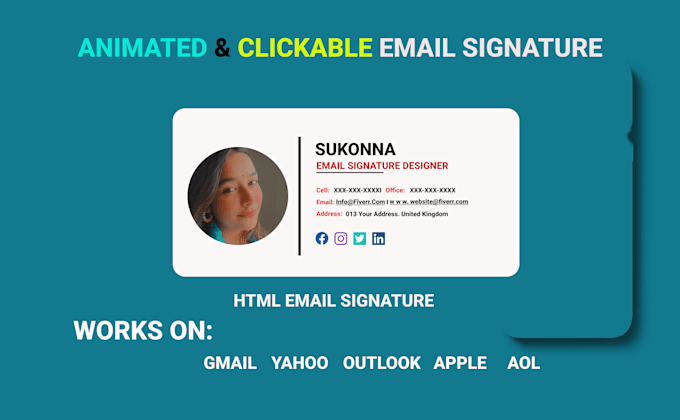 Create clickable html email signature by Sukhshark2468 | Fiverr