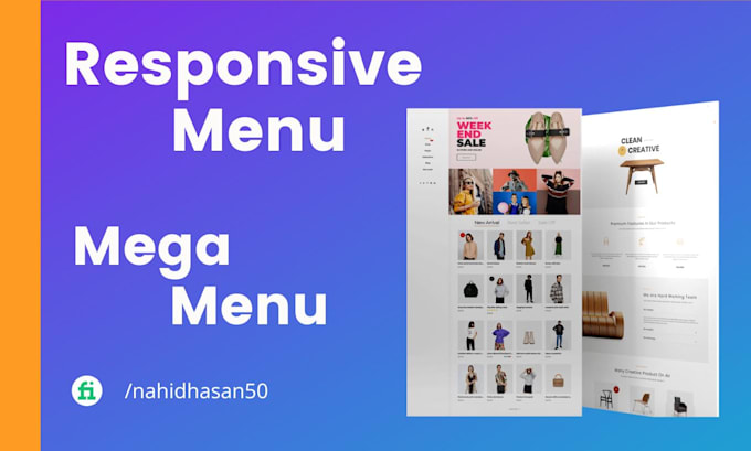 Design and fix header and footer mega menu for your website by Nahidhasan50 | Fiverr