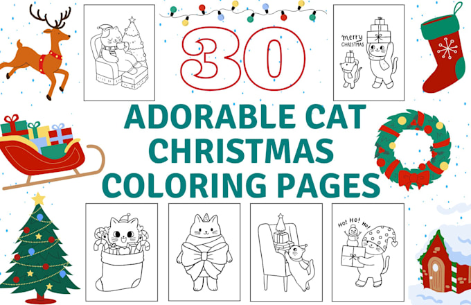 kitty christmas coloring sheet