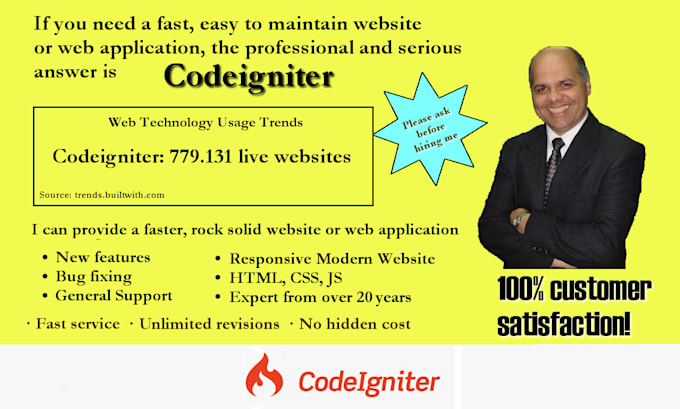 Develop or fix any codeigniter, php, wordpress website by Gustavorg ...