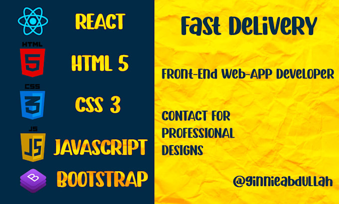 Develop react based frontend webapps by Ginnieabdullah | Fiverr