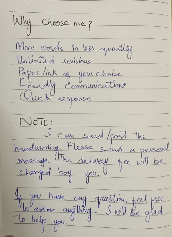 Perfectly hand write any document,study notes,letter,quotes or anything ...