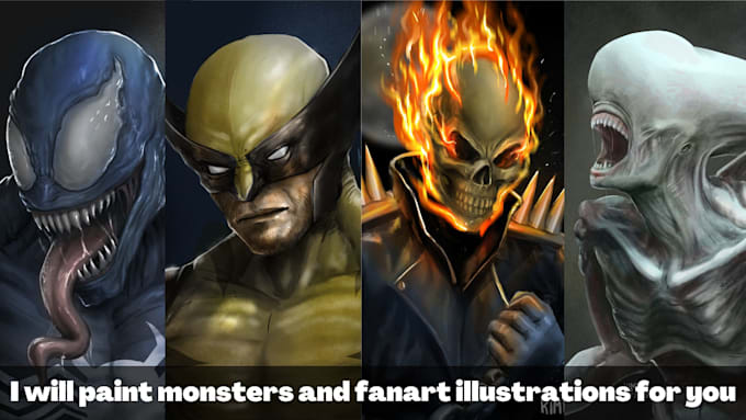 Paint monsters or fanart illustrations by Kimboy456 | Fiverr