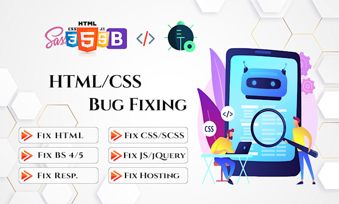 Fix html, css or scss, bootstrap bugs and responsive issues by Tariq_jubair | Fiverr