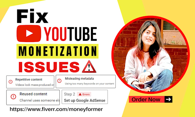 Fix youtube monetization issues, reused content and adsense problem by Moneyformer | Fiverr