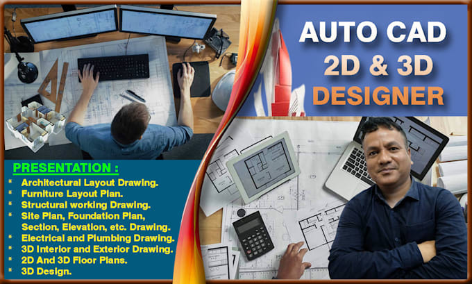 Draw 2d and 3d floor plans, elevation, and any house plan in autocad by ...
