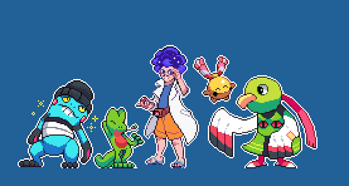 Draw you with your favorite pokemon in pixel art style by Brudoodle ...
