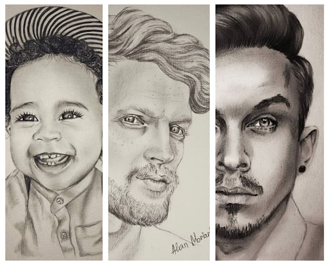 Draw a detailed portrait in graphite pencil by Alanmoriartypnw | Fiverr