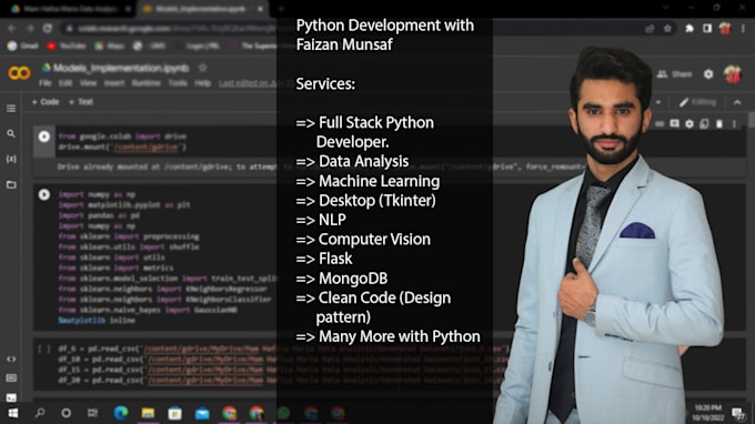 Develop applications using python programming, machine learning project ...