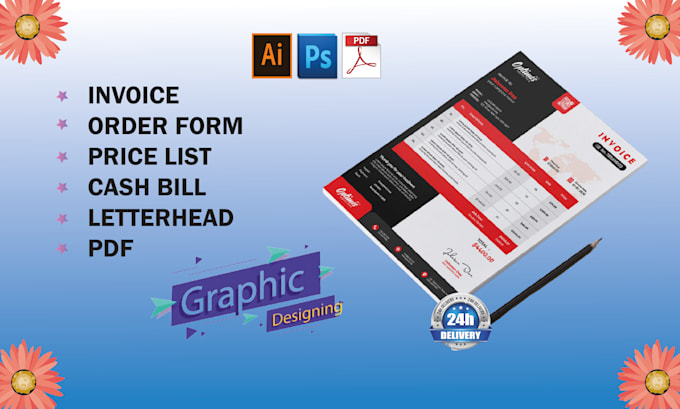Design invoice, order form, price list, letterhead and fill able pdf ...