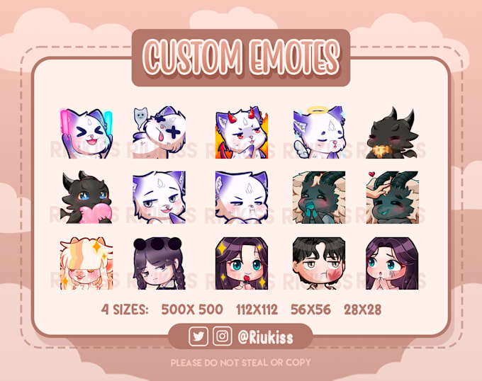 Draw custom twitch and discord emotes by Riukissart | Fiverr