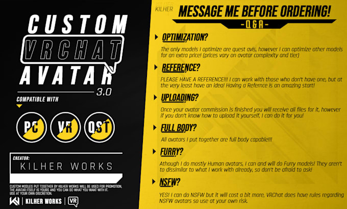 Edit or create a custom vrchat avatar for you by Kilherworks | Fiverr