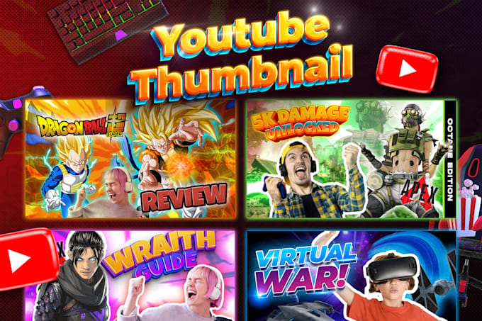 Design amazing gaming youtube thumbnail by Chodiprasaja | Fiverr