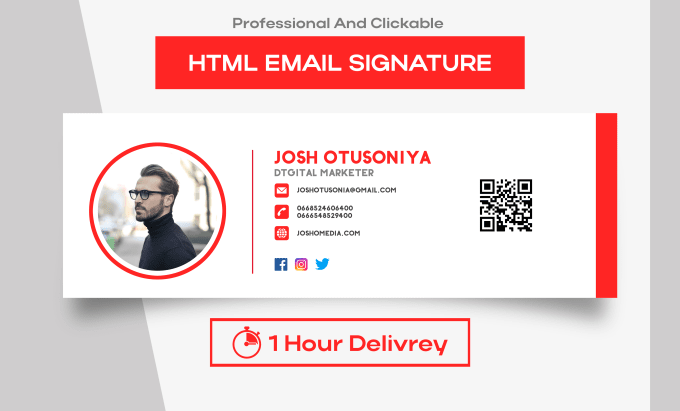Design gmail for outlook and clickable html email signature within 1 hr by Babludasrobin | Fiverr