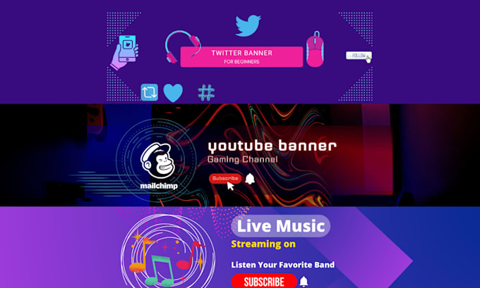 Make professional twitter and youtube banner,s by Tariqali10 | Fiverr