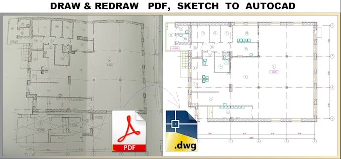 Convert pdf, sketch or image drawing to autocad by Ksyu03121988 | Fiverr
