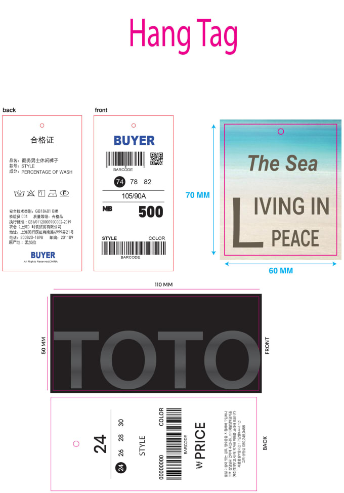 Do all kinds of hang tag, fit tag, label design by Dhrubo01 | Fiverr