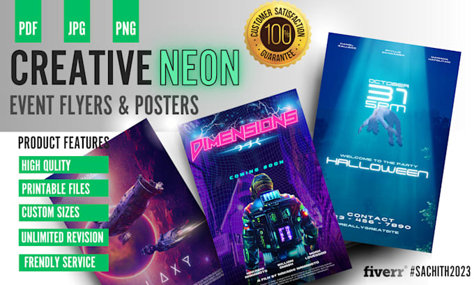 Make modern neon flyer designs within 24h by Sachith2023 | Fiverr