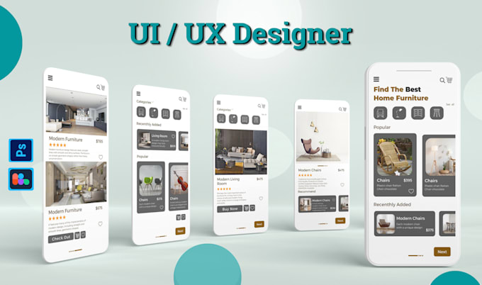 Do mobile app ui, website ui design, landing page ui ux design in figma by Noor_creatives | Fiverr