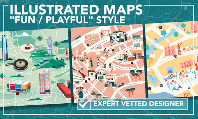 Draw an illustrated map in a fun playful style by Moonalak | Fiverr