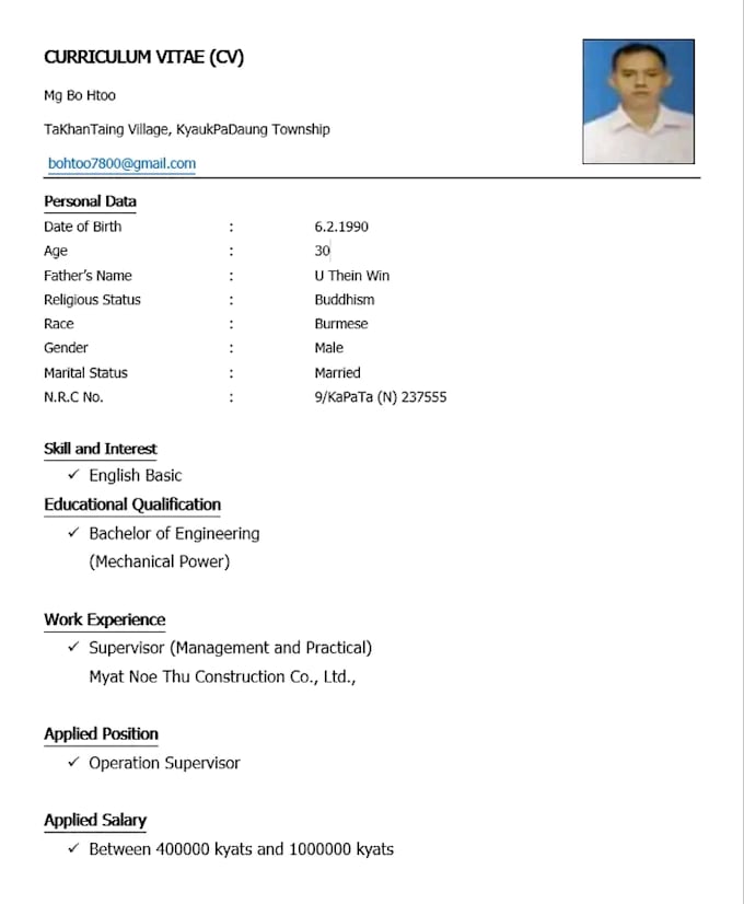 Create and optimise your cv by Shah335 | Fiverr